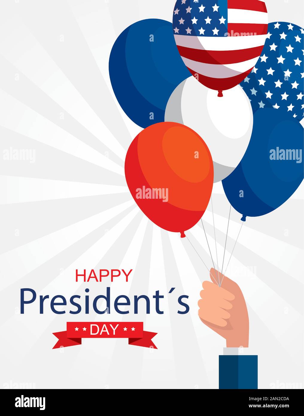 Hand with balloons of usa happy presidents day vector design Stock ...