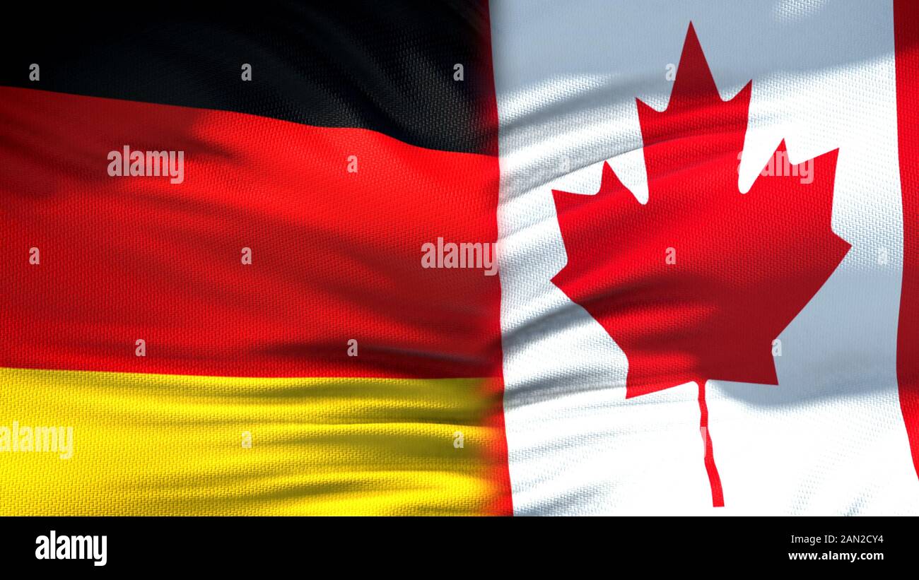 Germany and Canada flags background, diplomatic and economic relations ...