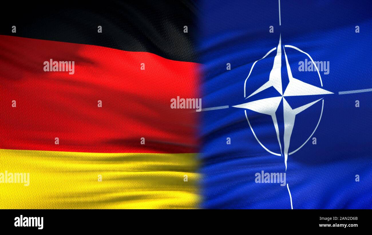 Germany and NATO flags background, diplomatic and economic relations ...