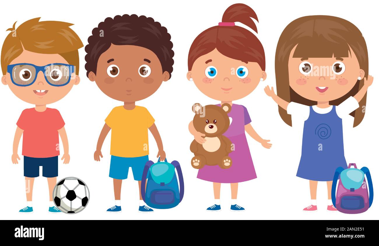 scene children standing on white background Stock Vector Image & Art ...