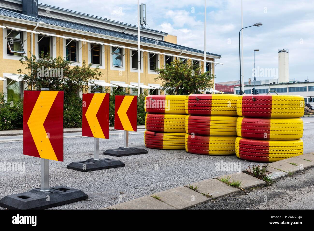 Deviation road sign hi-res stock photography and images - Alamy