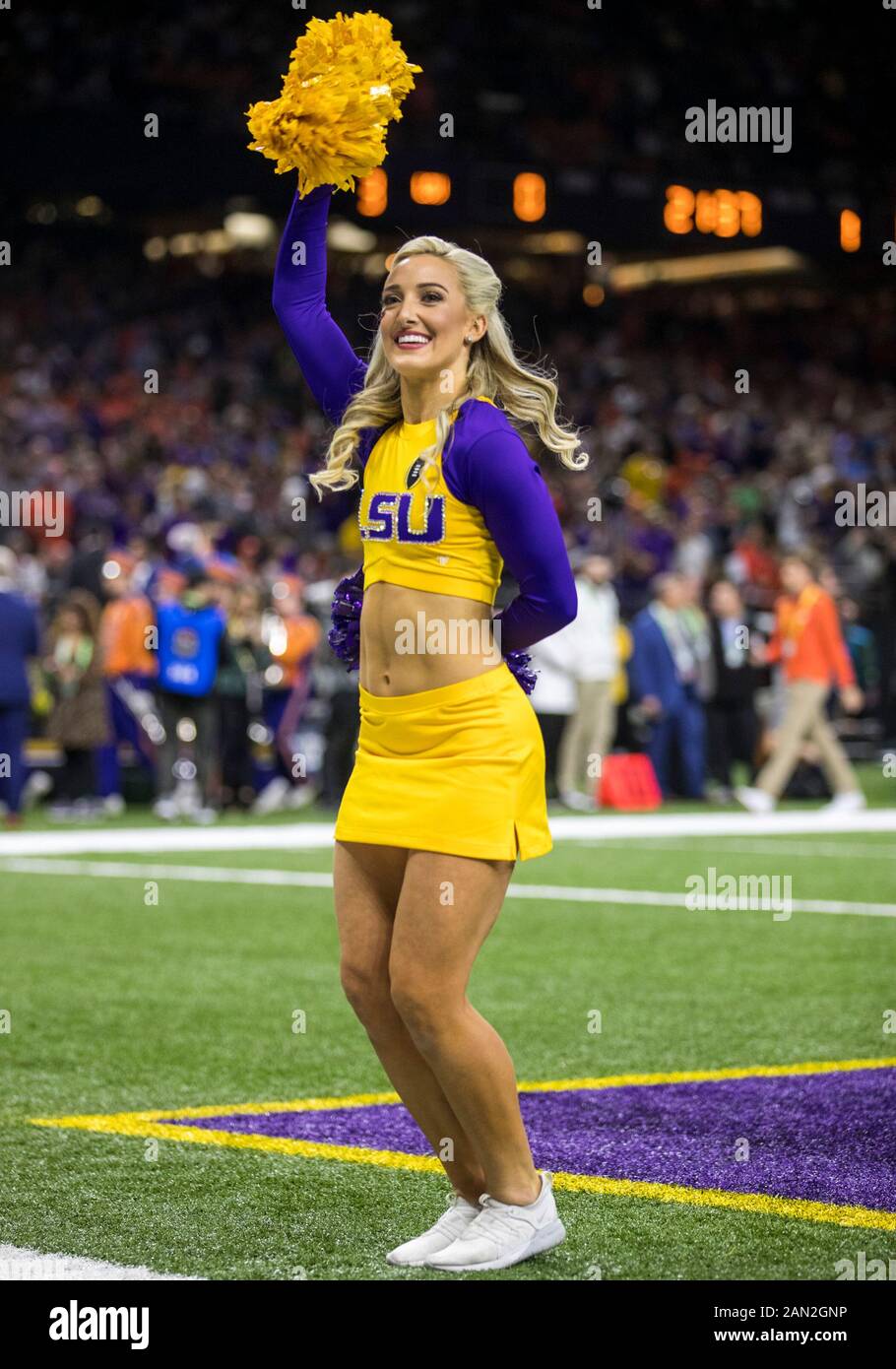 New Orleans, Louisiana, USA. 13th Jan, 2020. LSU cheerleader performs ...