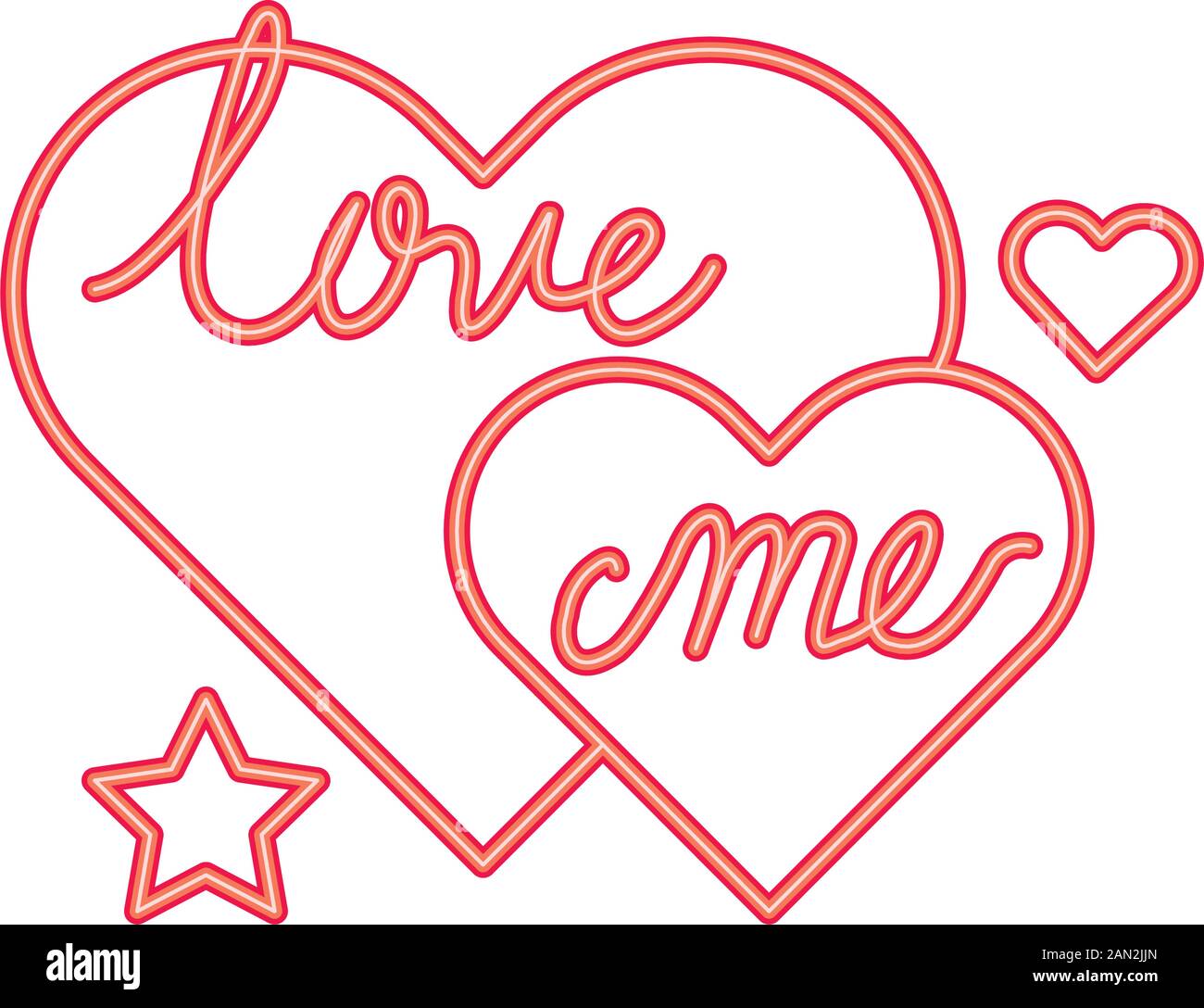 love me lettering with hearts isolated icon Stock Vector Image & Art ...