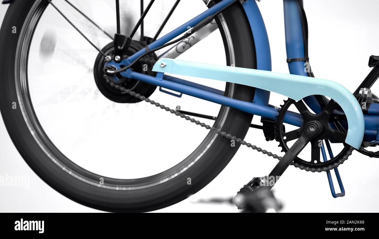 Electric bicycle wheel rotating, innovation exhibition, eco friendly ...