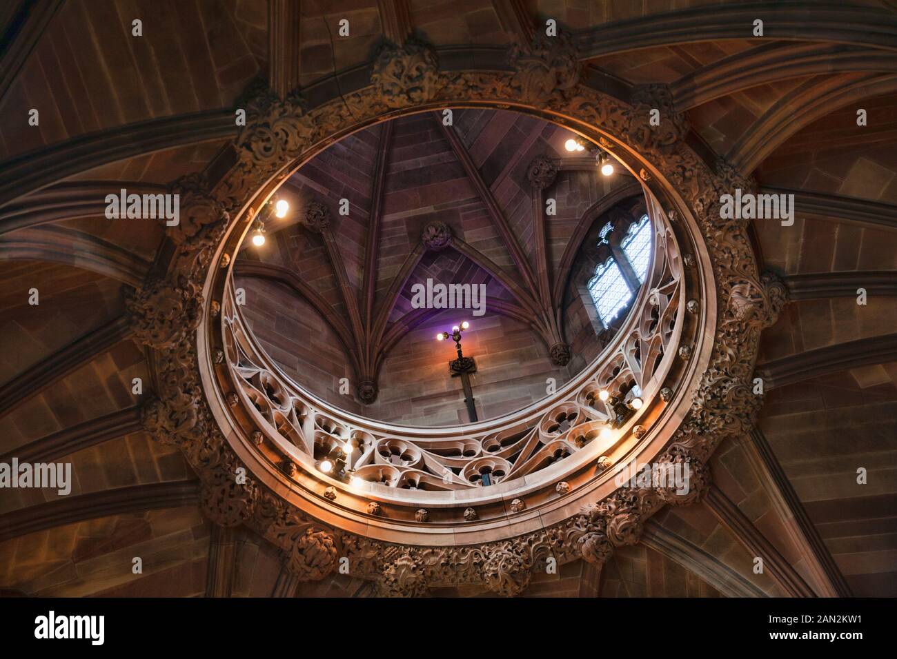Manchester, UK: 20 October 2019: The John Rylands Library ceiling and ...