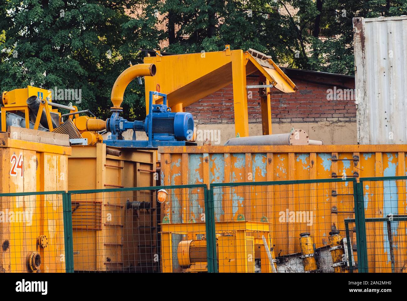 powerful electric motors painted in blue for modern industrial ...
