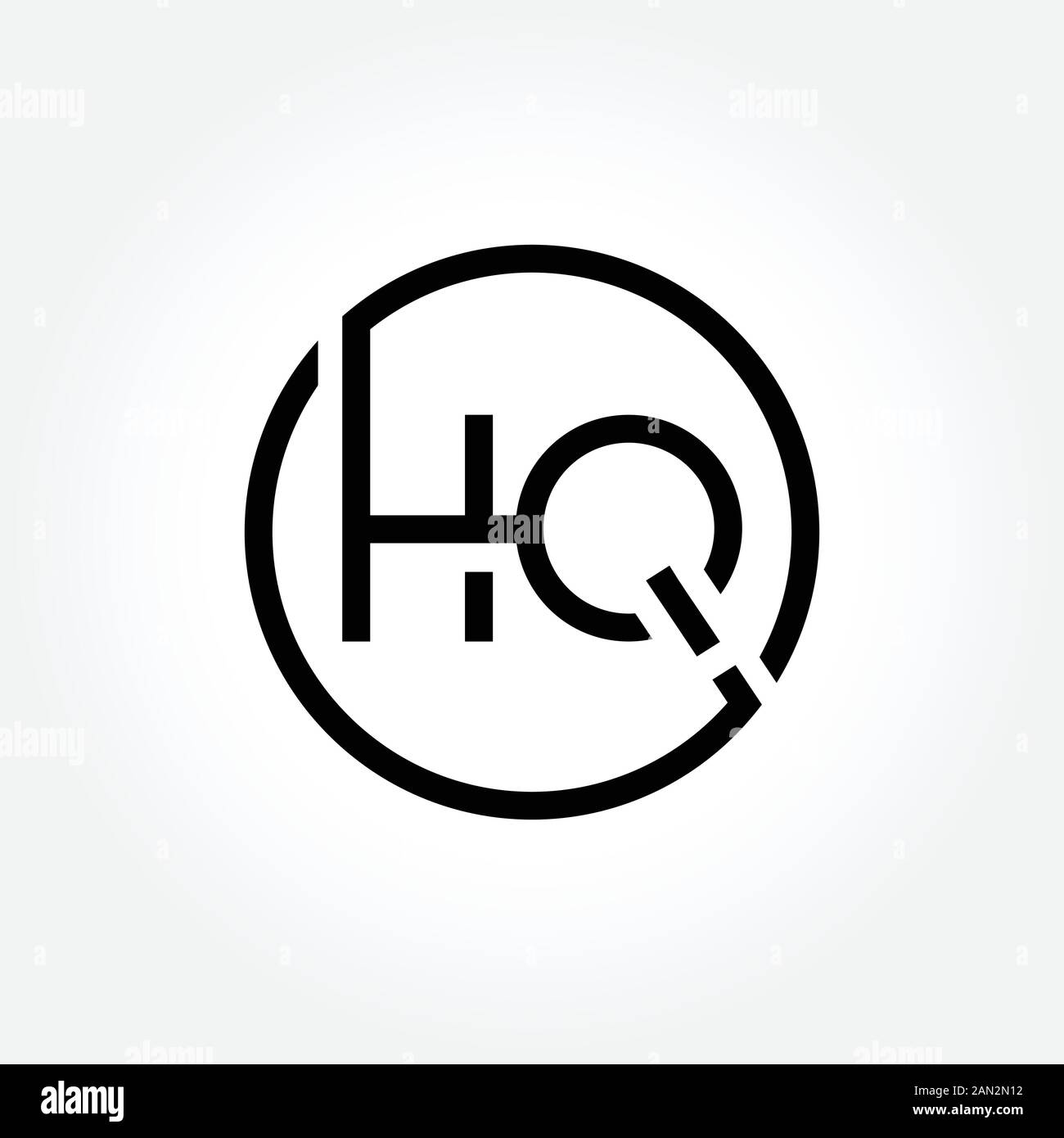 letter HQ Logo Design Linked Vector Template With Black. Initial HQ ...