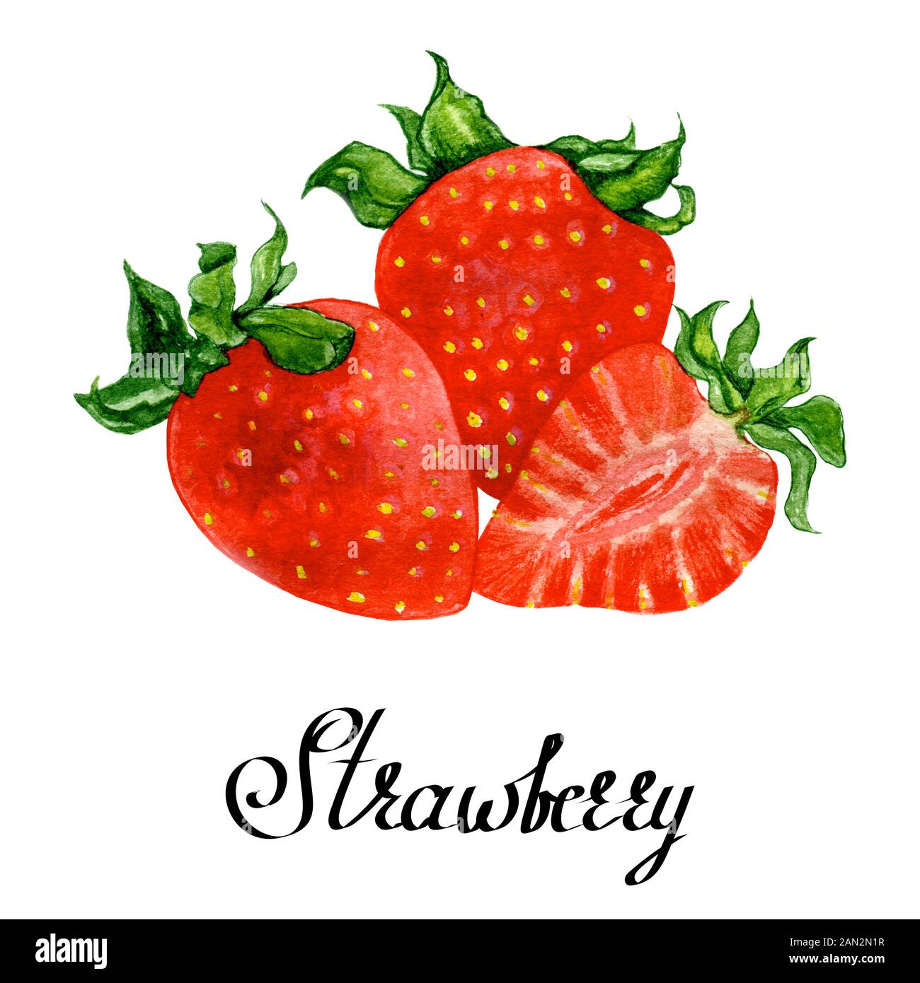 Aqua original strawberry card with a text Stock Photo - Alamy