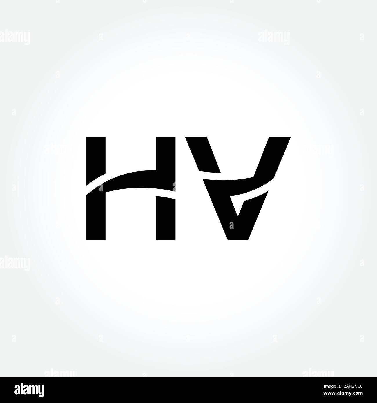 letter HV Logo Design Linked Vector Template With Black. Initial HV Vector Illustration Stock ...