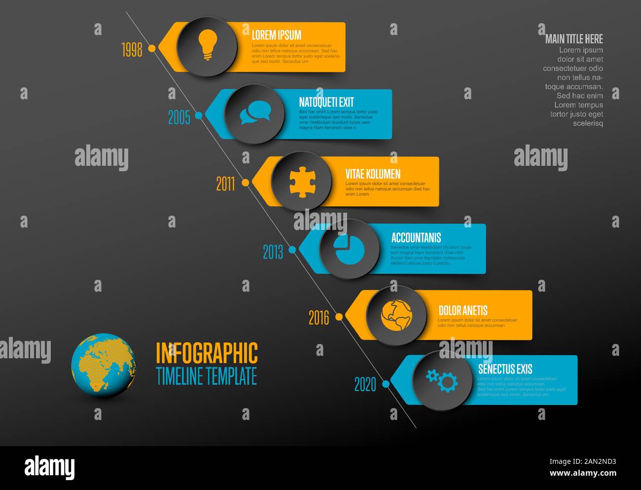 Vector Infographic Company Milestones Timeline Template with circle ...