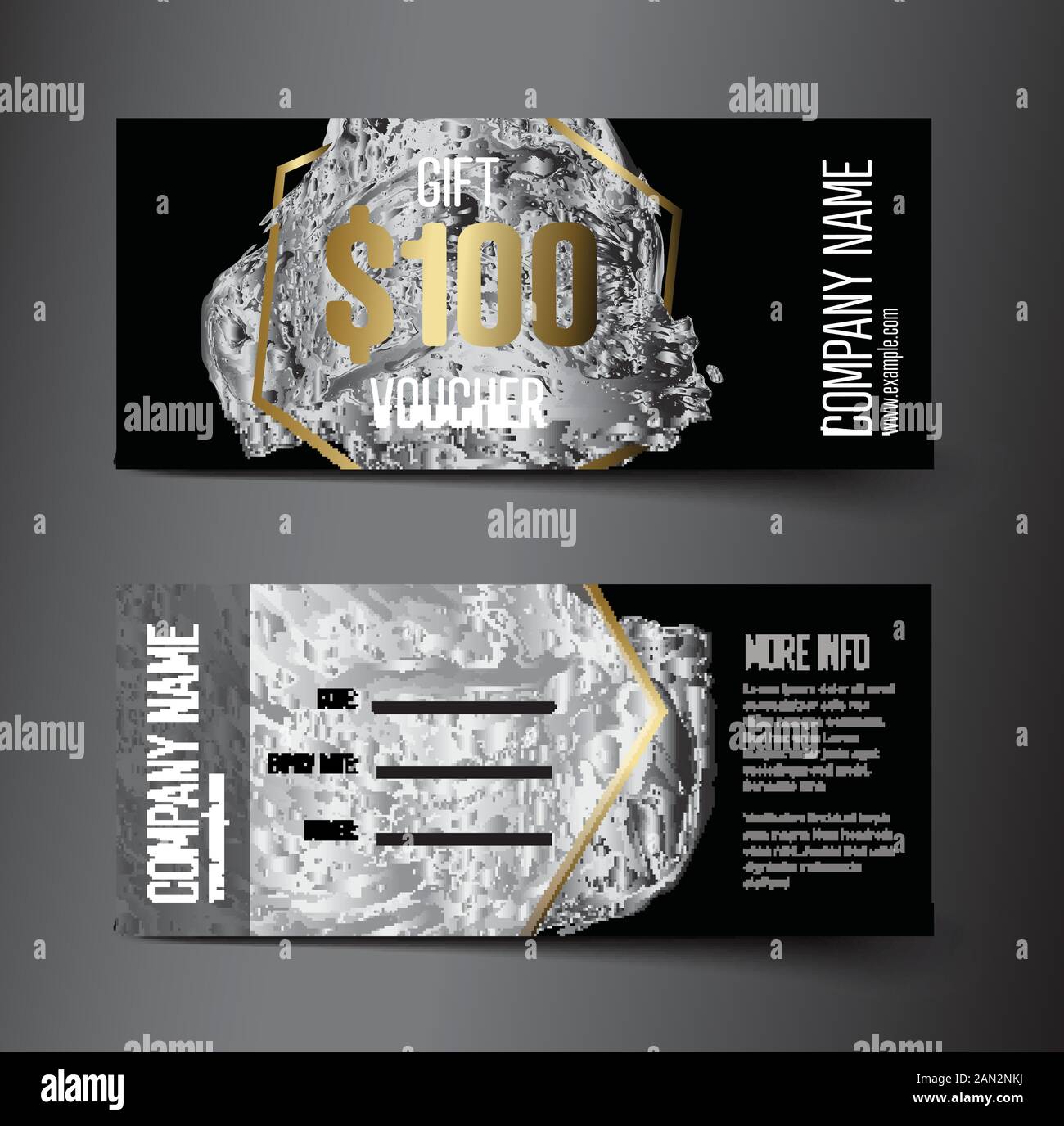 Voucher gift card template with luxury modern illustration - front and ...