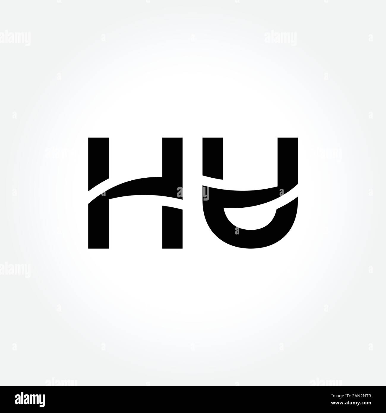letter HU Logo Design Linked Vector Template With Black. Initial HU ...