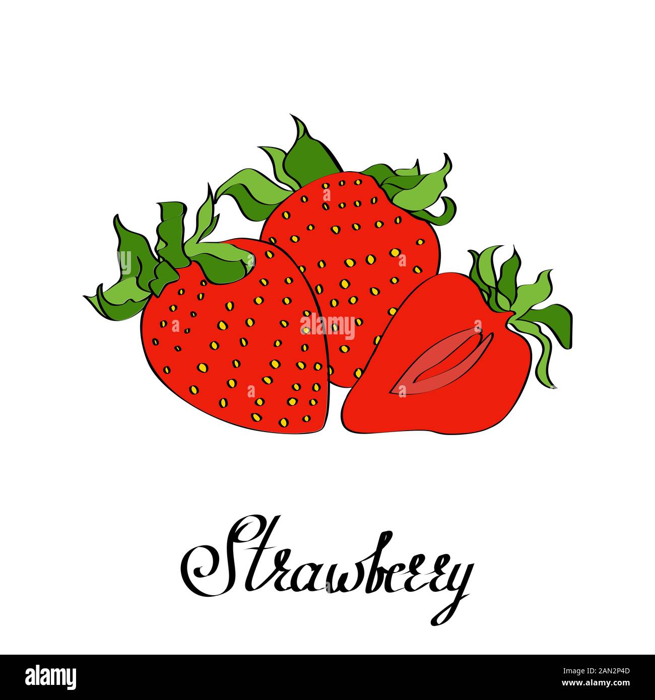 Vector color ink strawberry card with type Stock Vector Image & Art - Alamy