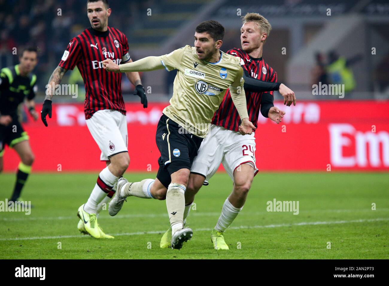 Simon kjaer milan and alberto paloschi spal hi-res stock photography ...