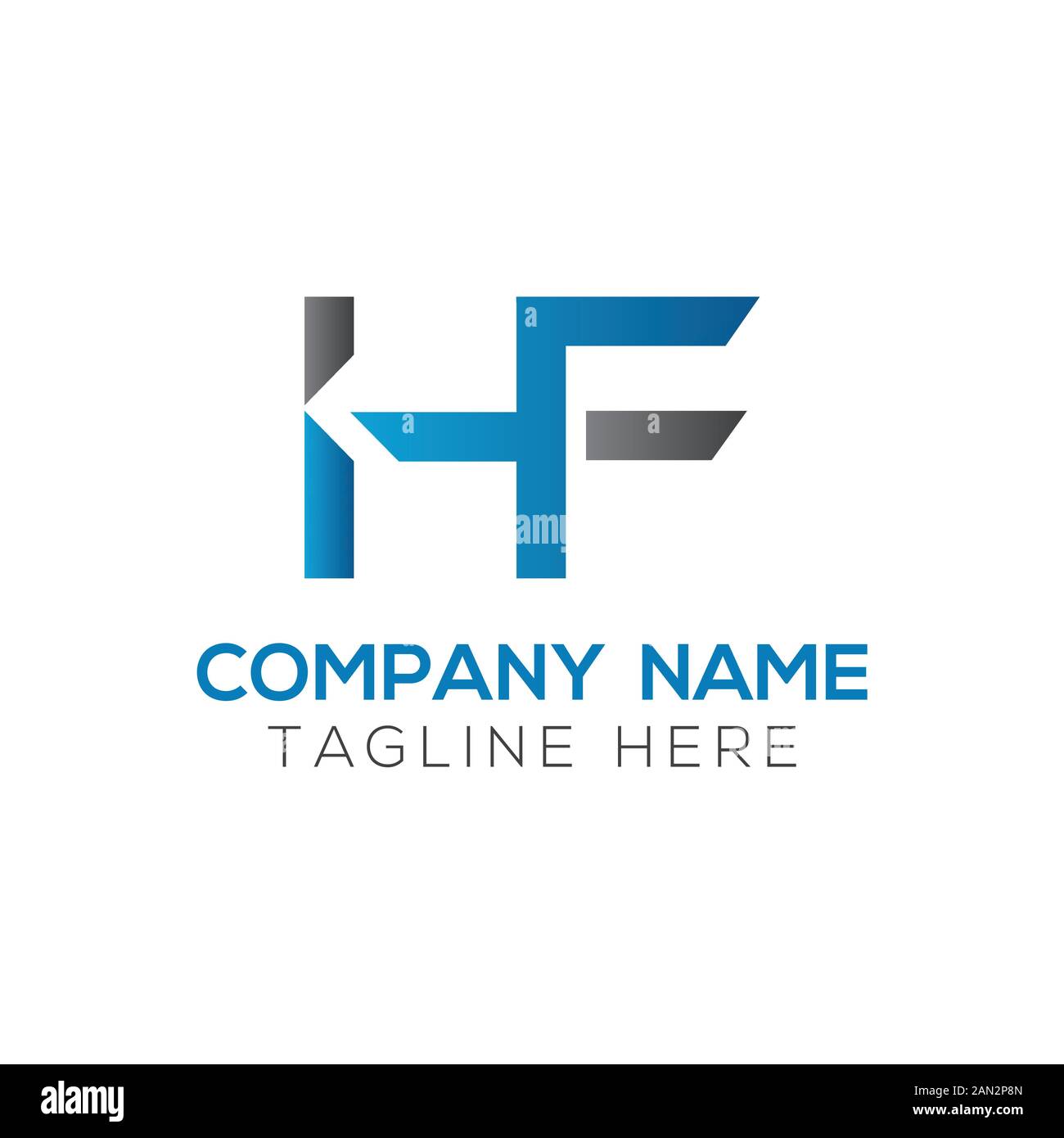 letter HF Logo Design Linked Vector Template With Blue And Black ...