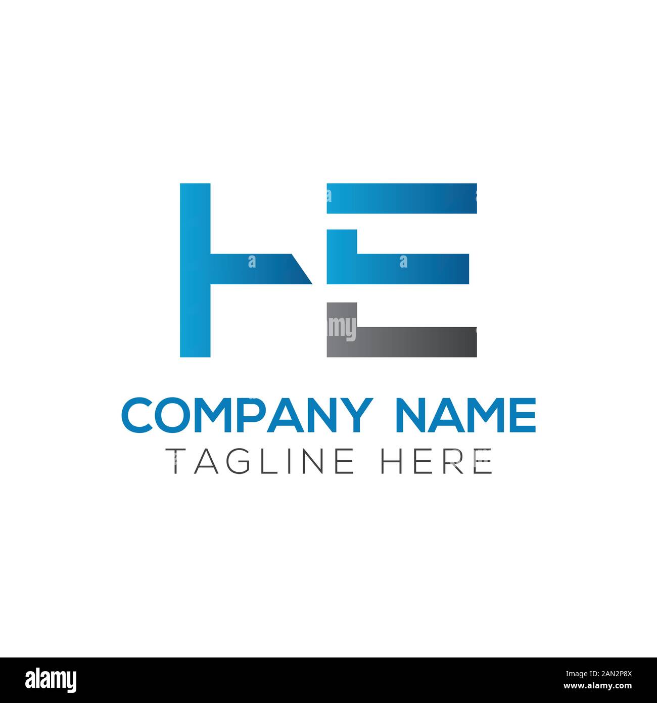 letter HE Logo Design Linked Vector Template With Blue And Black ...