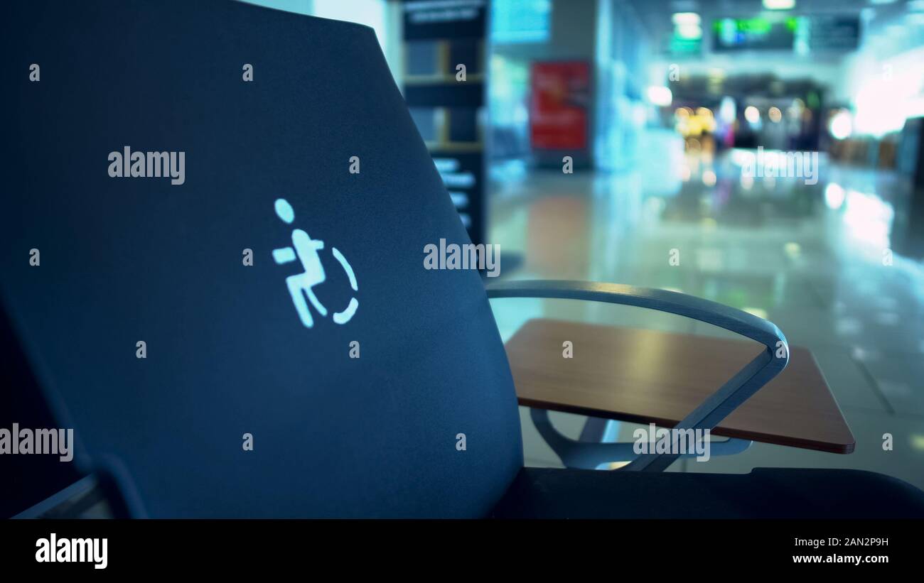 Sitting place for disabled people in waiting hall, comfortable service ...