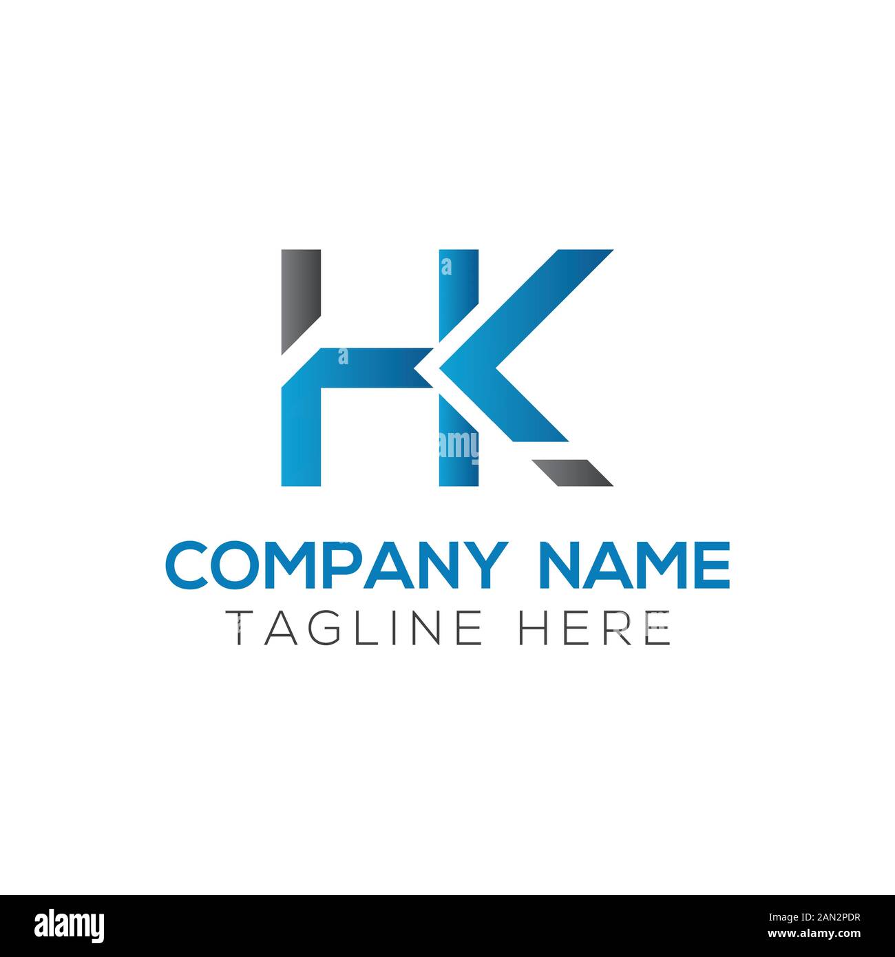 letter HK Logo Design Linked Vector Template With Blue And Black ...