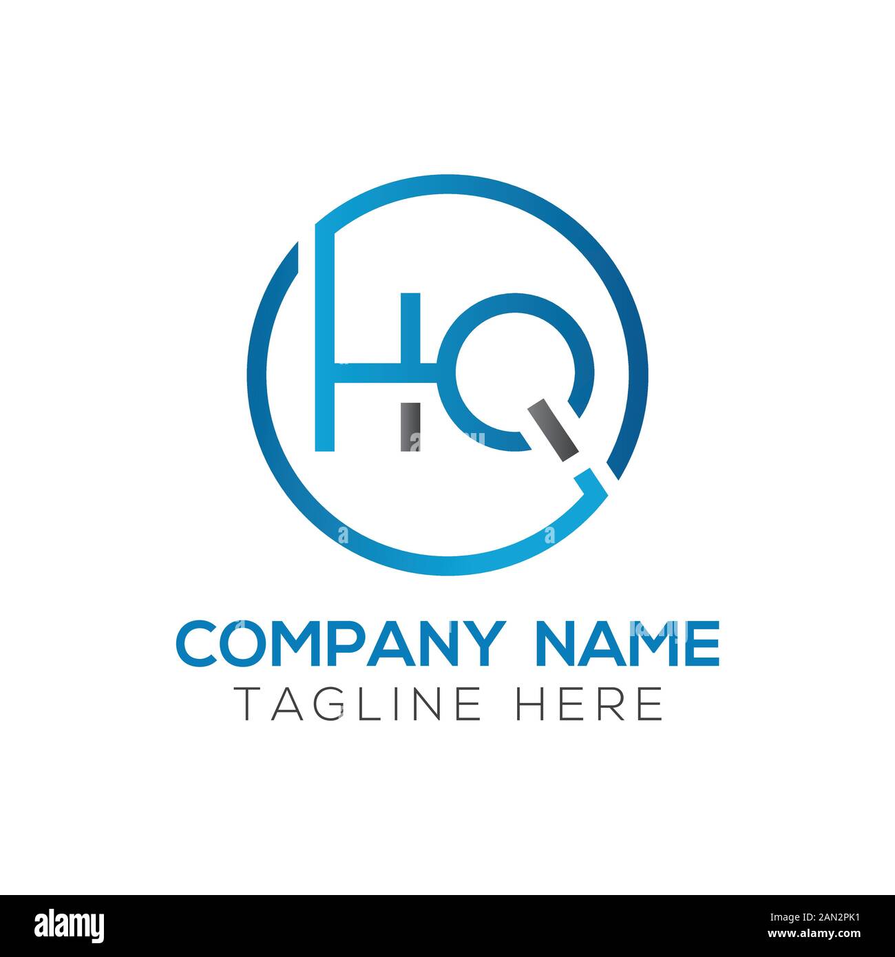 letter HQ Logo Design Linked Vector Template With Blue And Black ...
