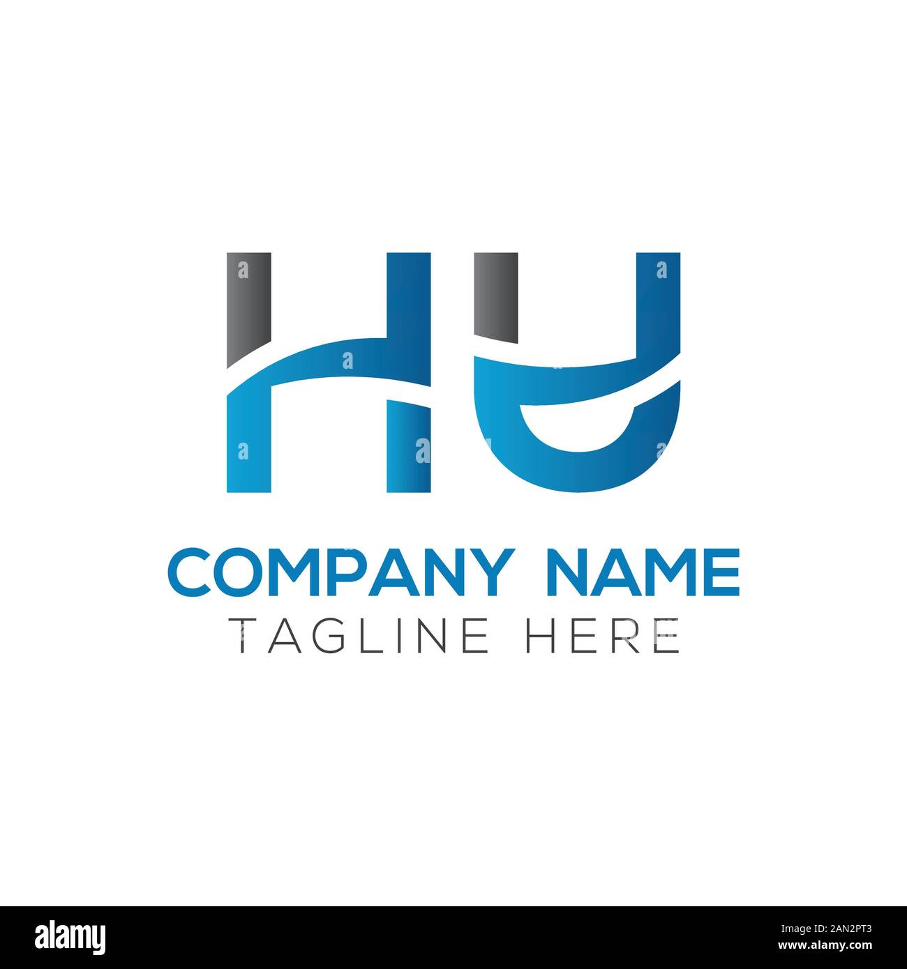 letter HU Logo Design Linked Vector Template With Blue And Black ...