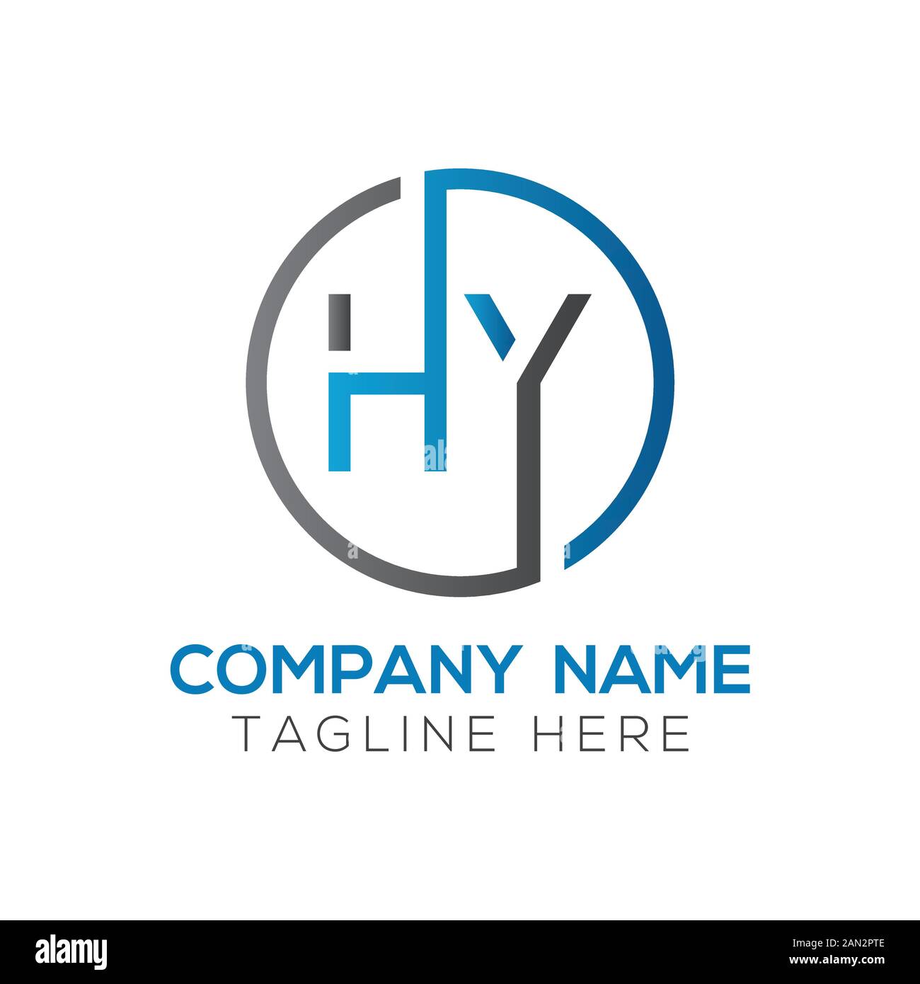 letter HY Logo Design Linked Vector Template With Blue And Black ...