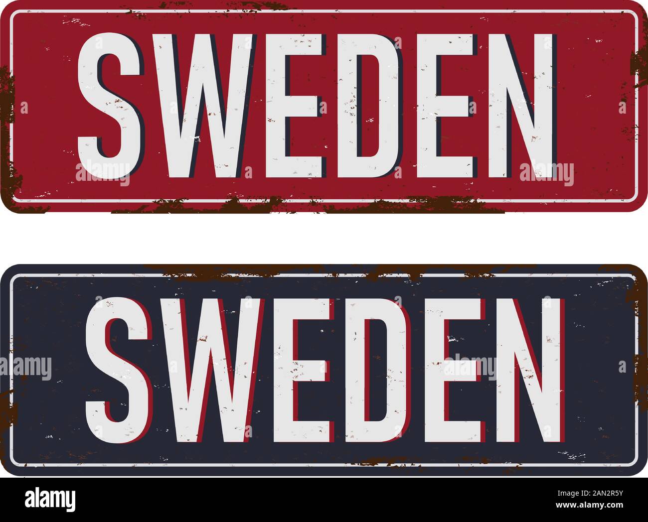 Authentic sweden vintage rusty metal sign on a white background, vector ...