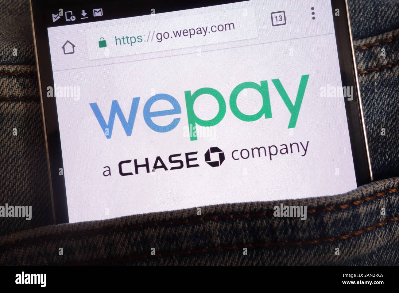 Wepay website displayed on smartphone hidden in jeans pocket Stock ...