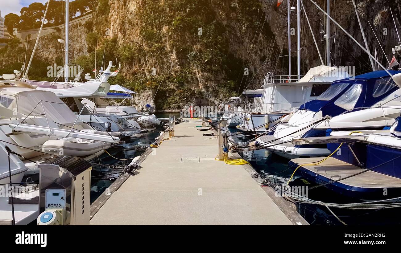 Private yachts and boats docked in port, summer vacation for rich ...