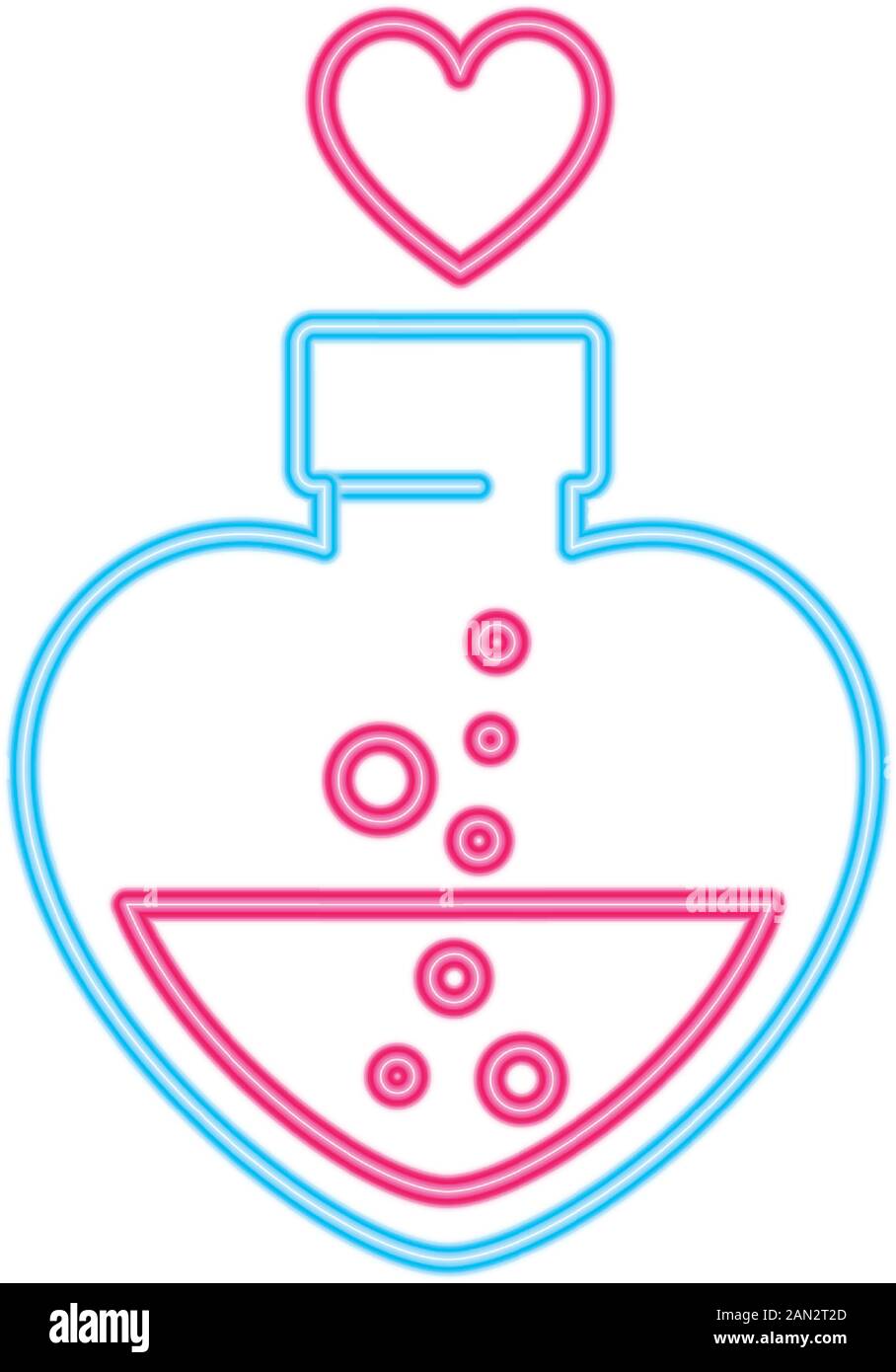 bottle with heart shaped in neon light on white background Stock Vector ...