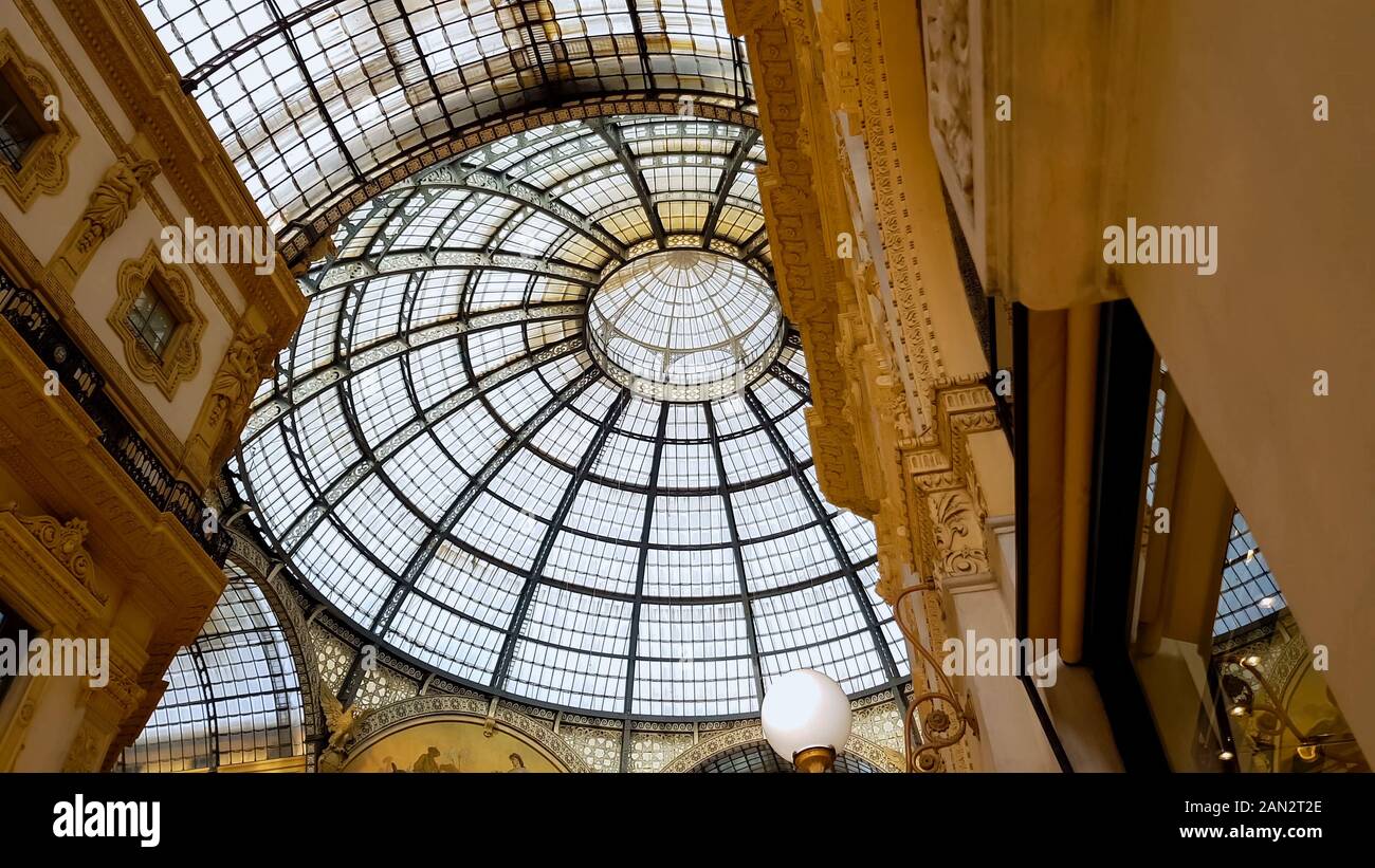 Glass roof of amazing ancient architecture landmark, tourist attraction ...