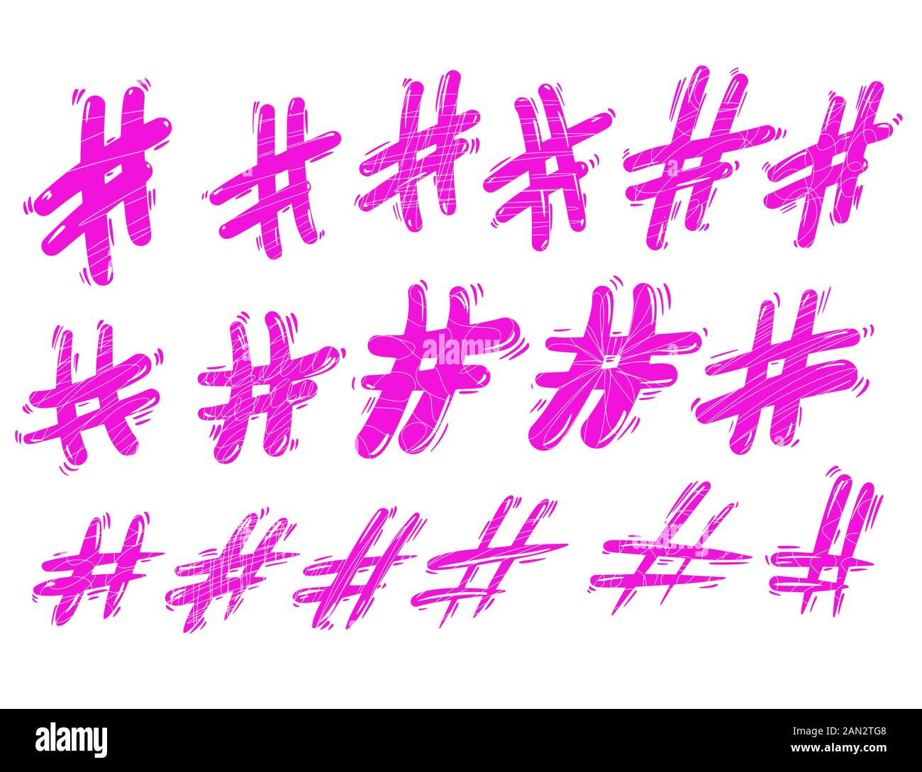 Set of hashtag or number sign isolated on white background. Social ...