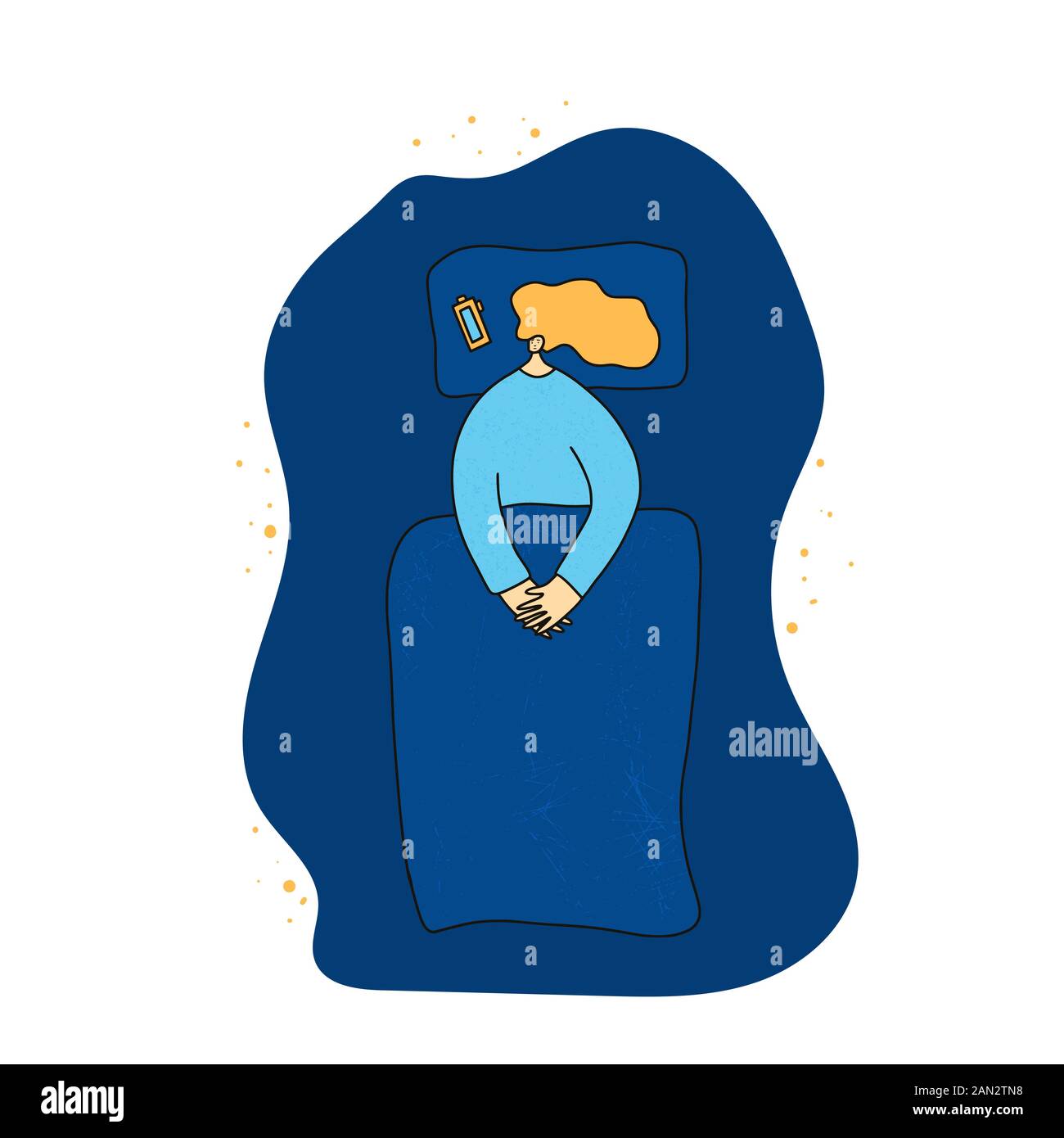 Blonde girl lying in bed Stock Vector Images - Alamy