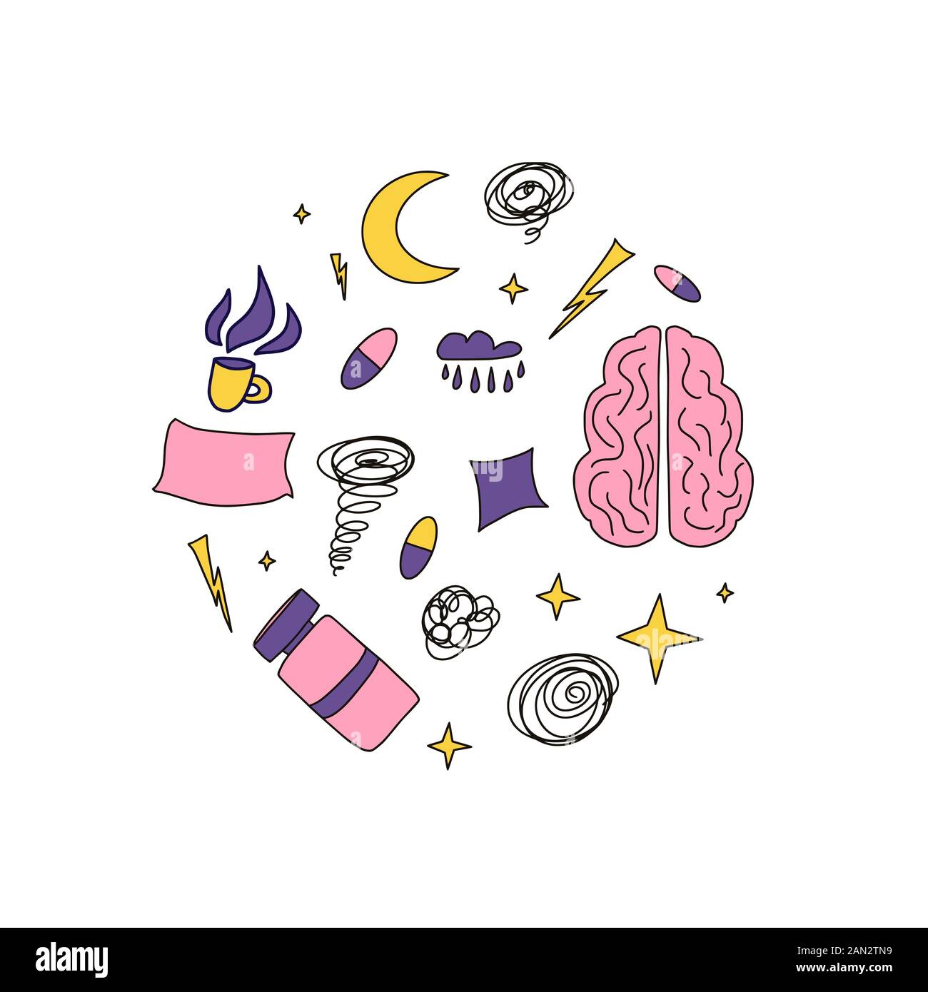 Mental disorder emblem. Psychological issues round composition with ...