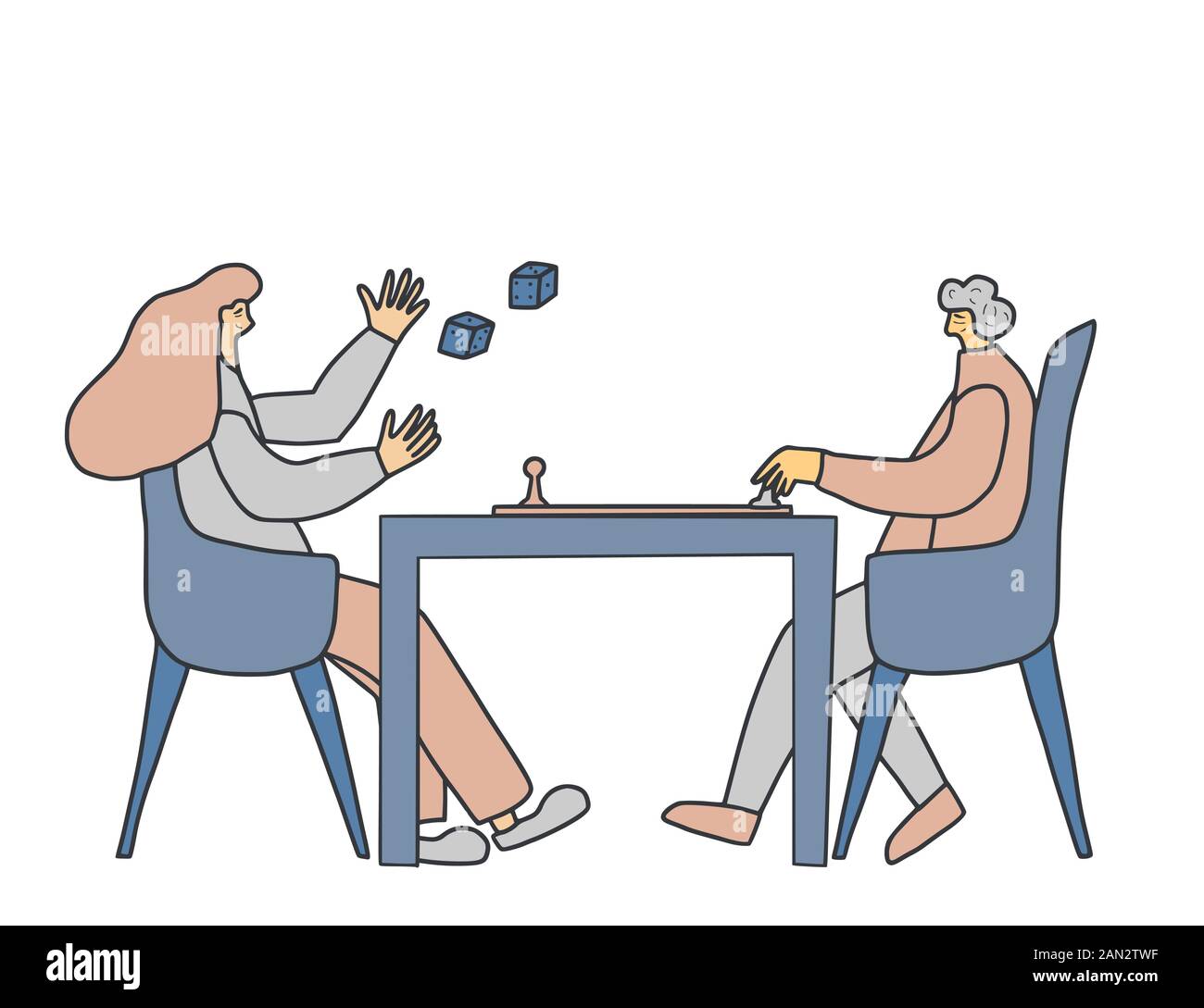 Board games concept. Young persons sitting in the chair and playing ...