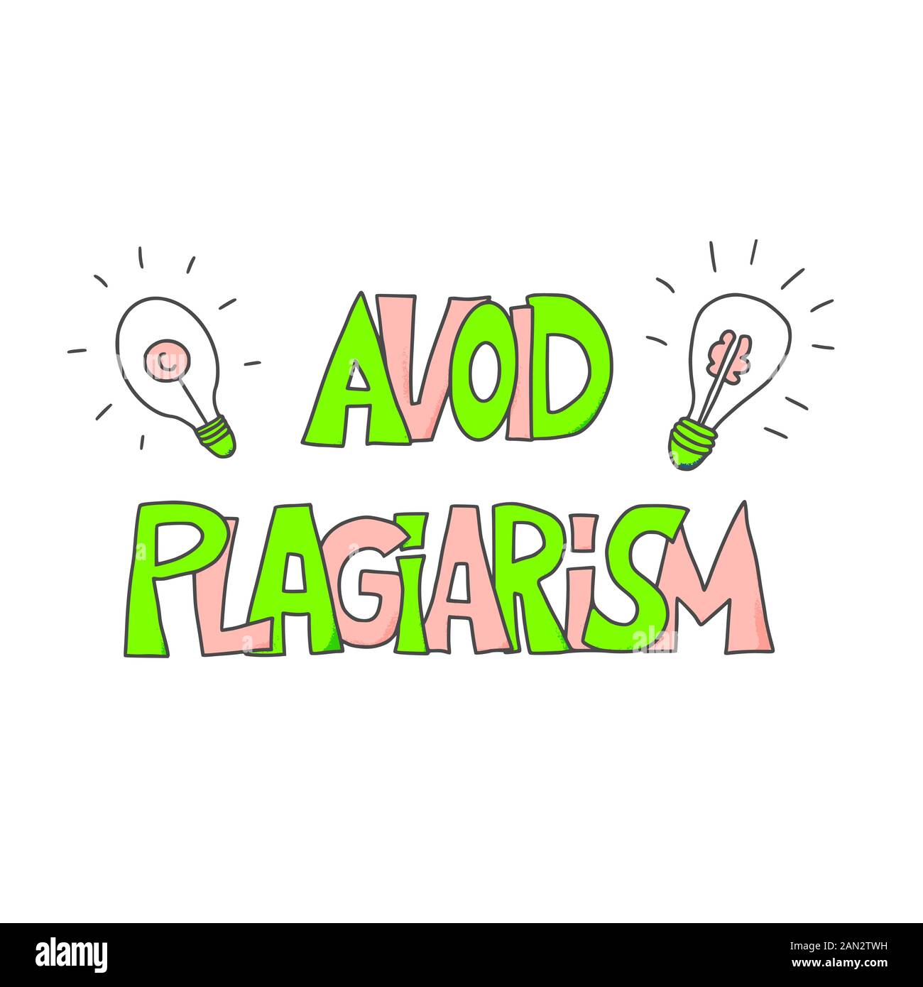 Avoid plagiarism hand drawn text isolated on white background ...