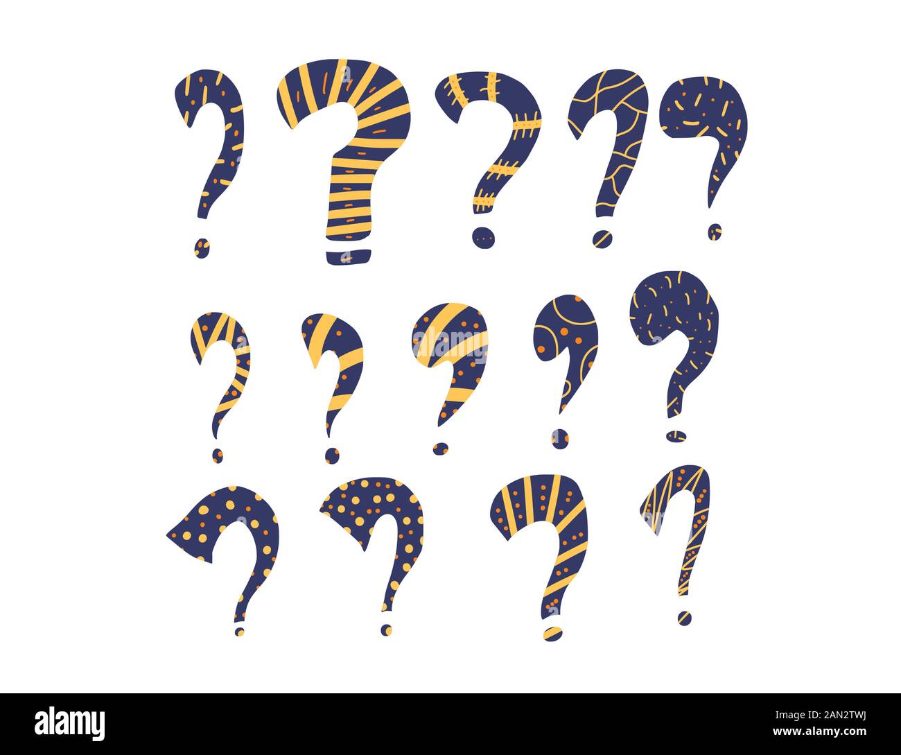 Question marks collection. Hand drawn ask sign isolated on white ...