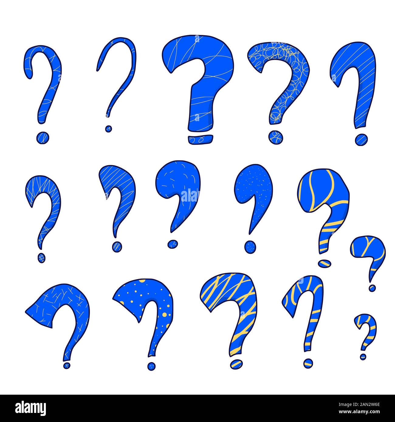 Question marks collection. Hand drawn ask sign isolated on white ...