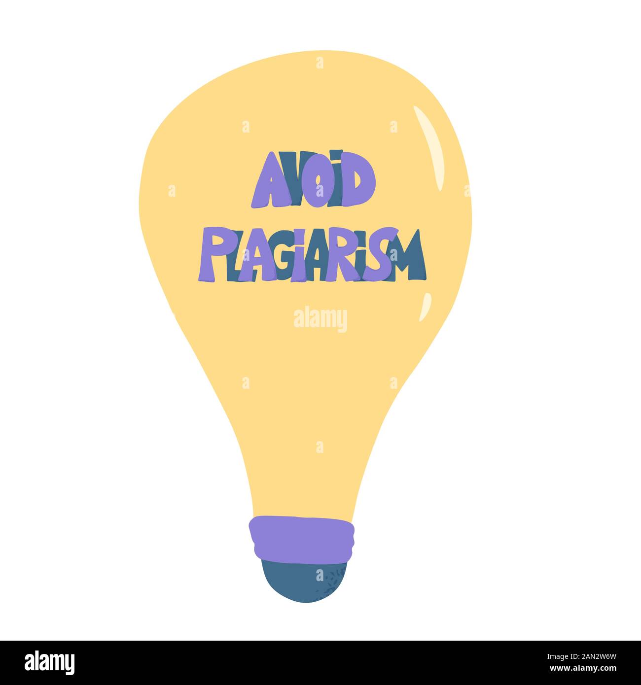 Avoid plagiarism sig. Hand drawn text iwith bulb isolated on white ...