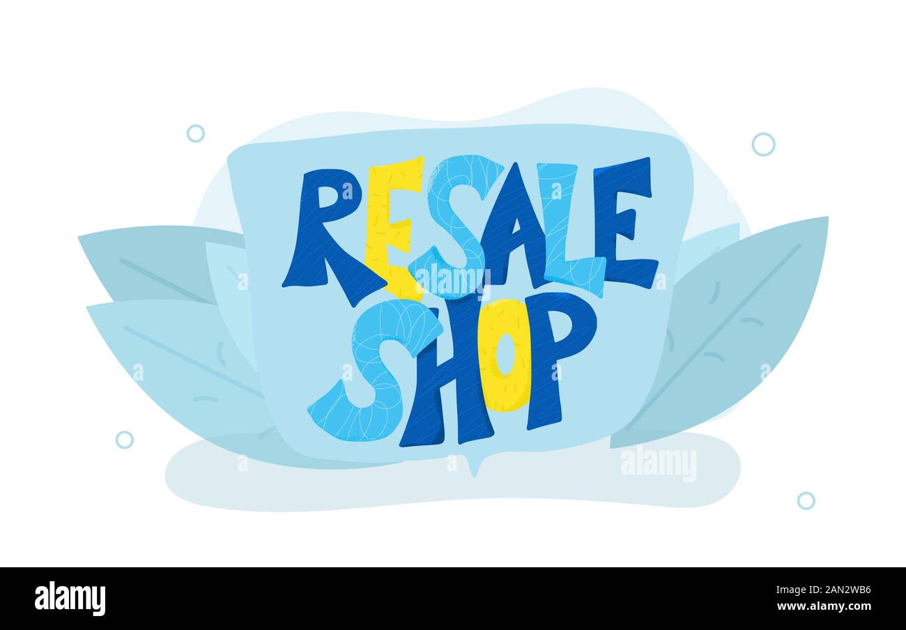 Resale shop hand drawn text emblem. Lettering isolated on white ...