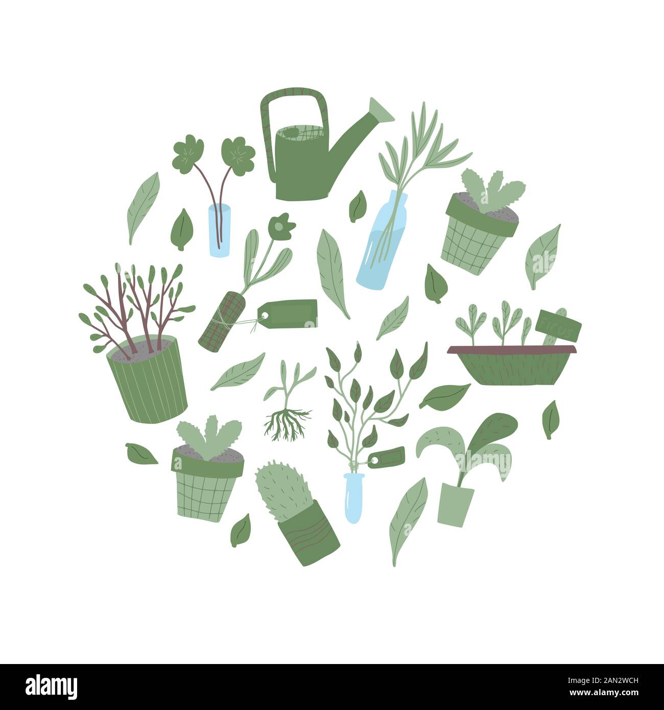 Plant swap emblem. Share indoor plants event. Vector flat illustration ...