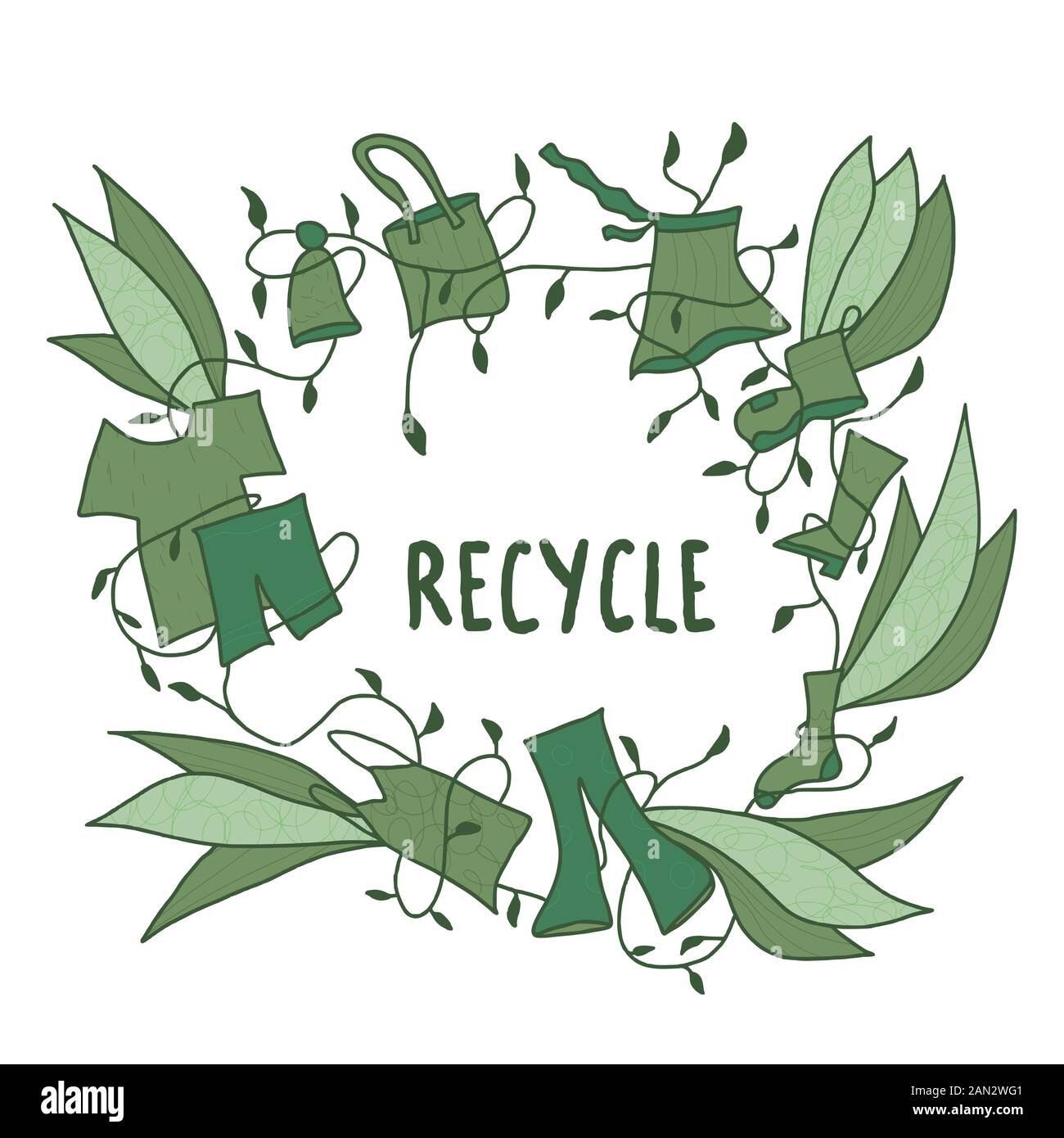 Recycle symbol. Recycling of clothes sign isolated on white background ...