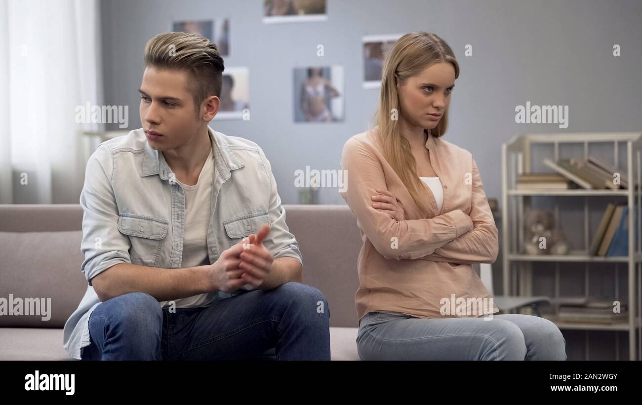 Naughty girl ignoring boyfriend, refuses to communicate, family quarrel ...