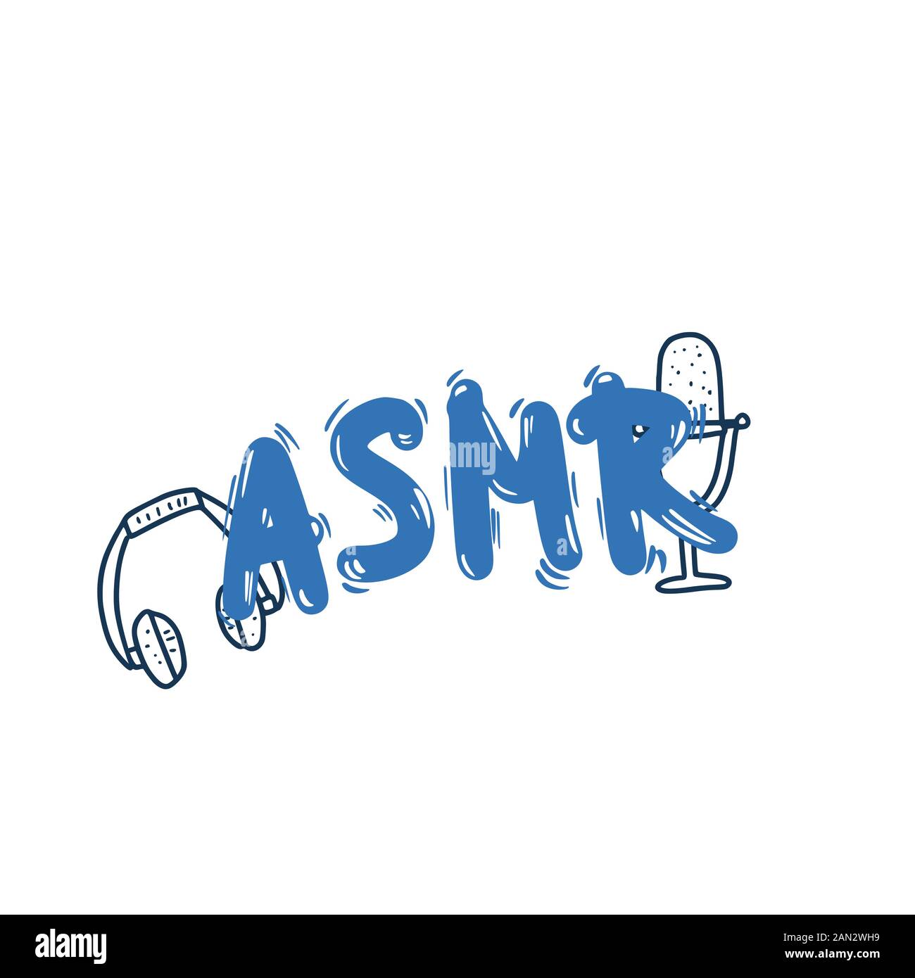ASMR acronym. Autonomous Sensory Meridian Response text. Stylized hand ...
