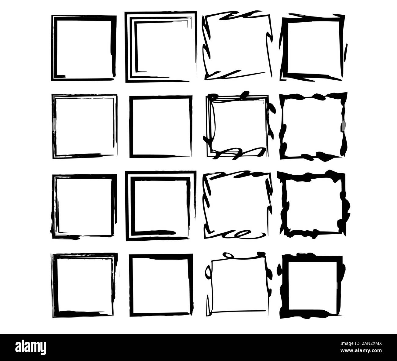 Frames bundle. Collection of black square borders. Set of elements for ...