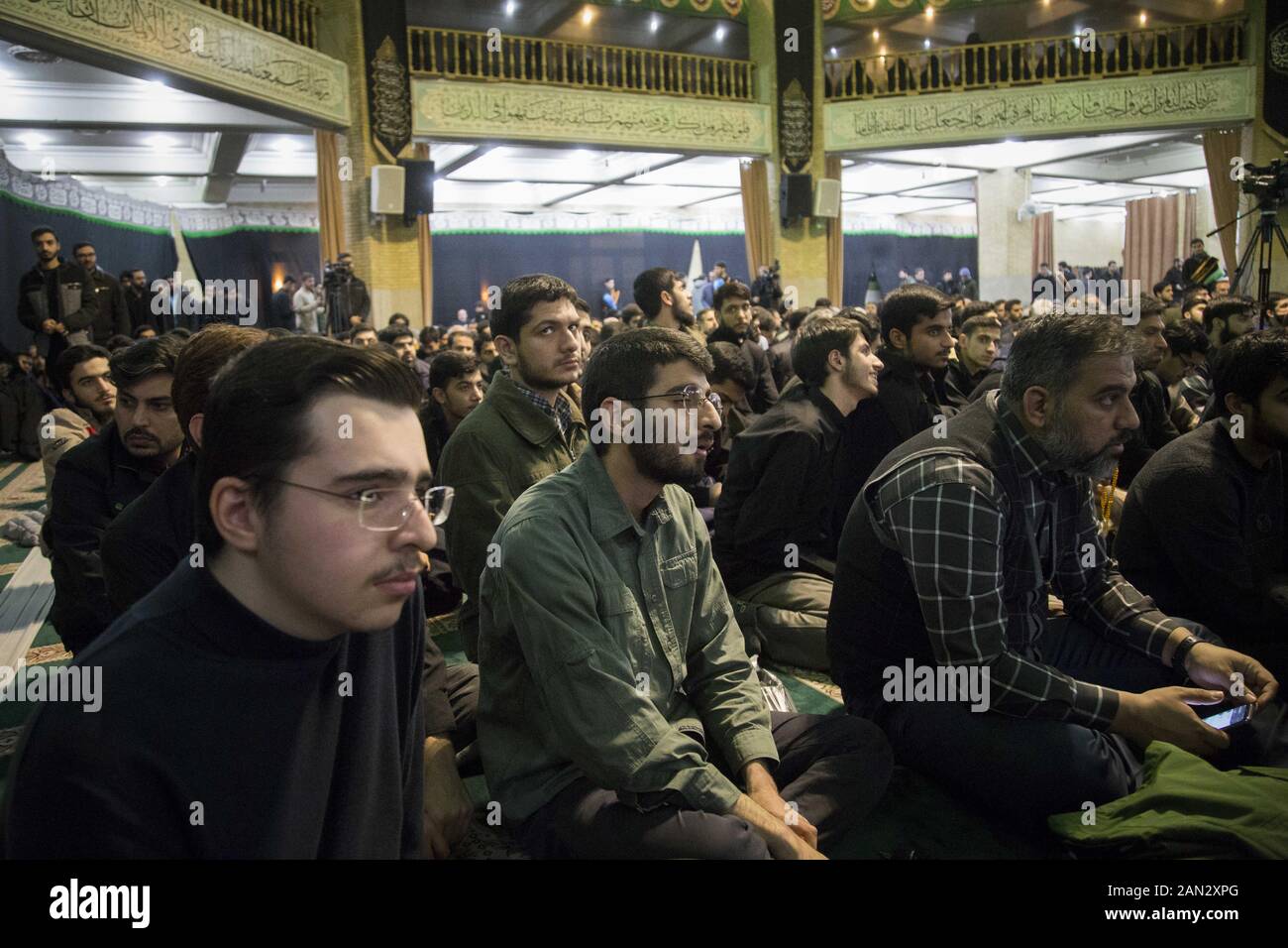 Tehran, Iran. 14th Jan, 2020. Iranian Hard-line students attend a ...