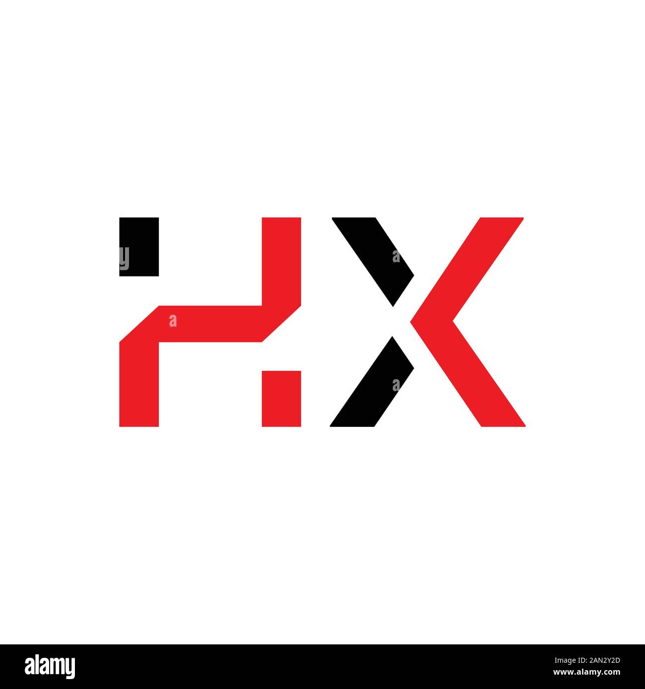 letter HX Logo Design Linked Vector Template With Red And Black ...