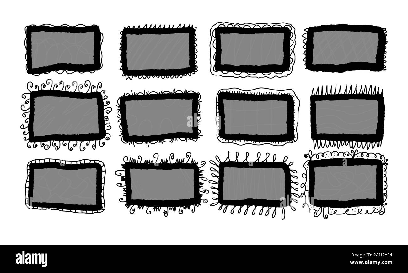 Set of frames. Bundle of hand drawn borders. Collection of decoration ...