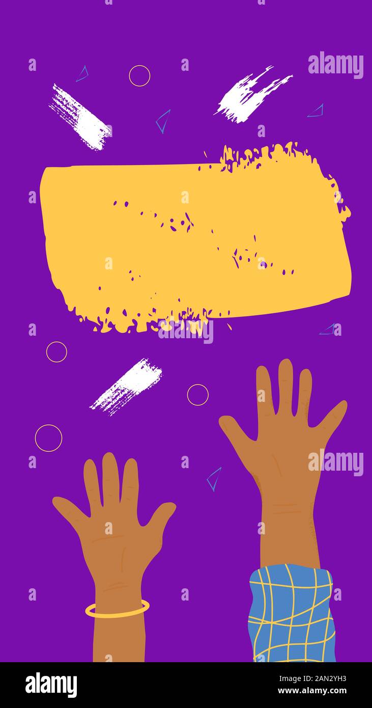 Poster template with hand. blank for banner. Vector illustartion Stock ...