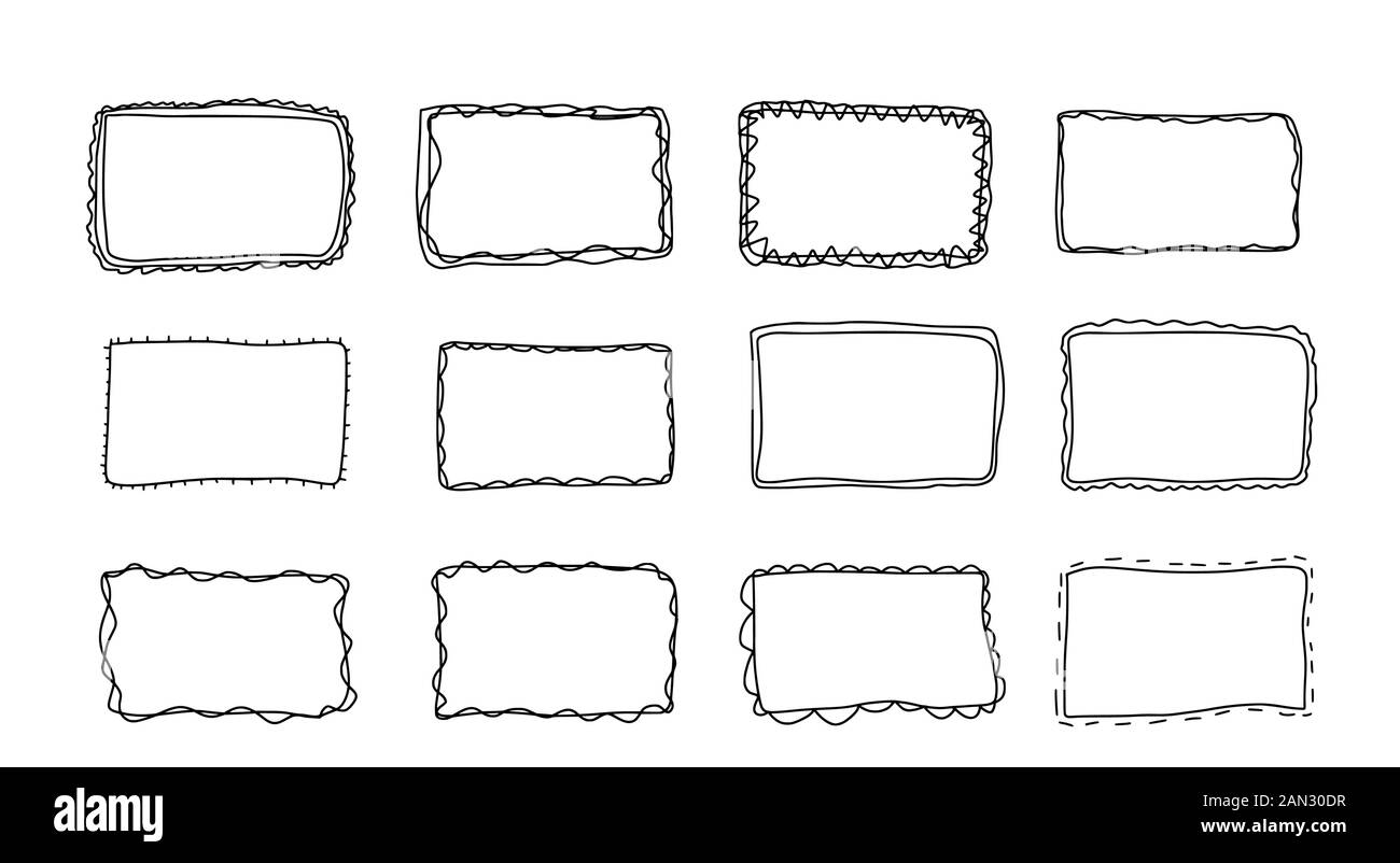 Set of frames. Bundle of hand drawn borders. Collection of decoration ...