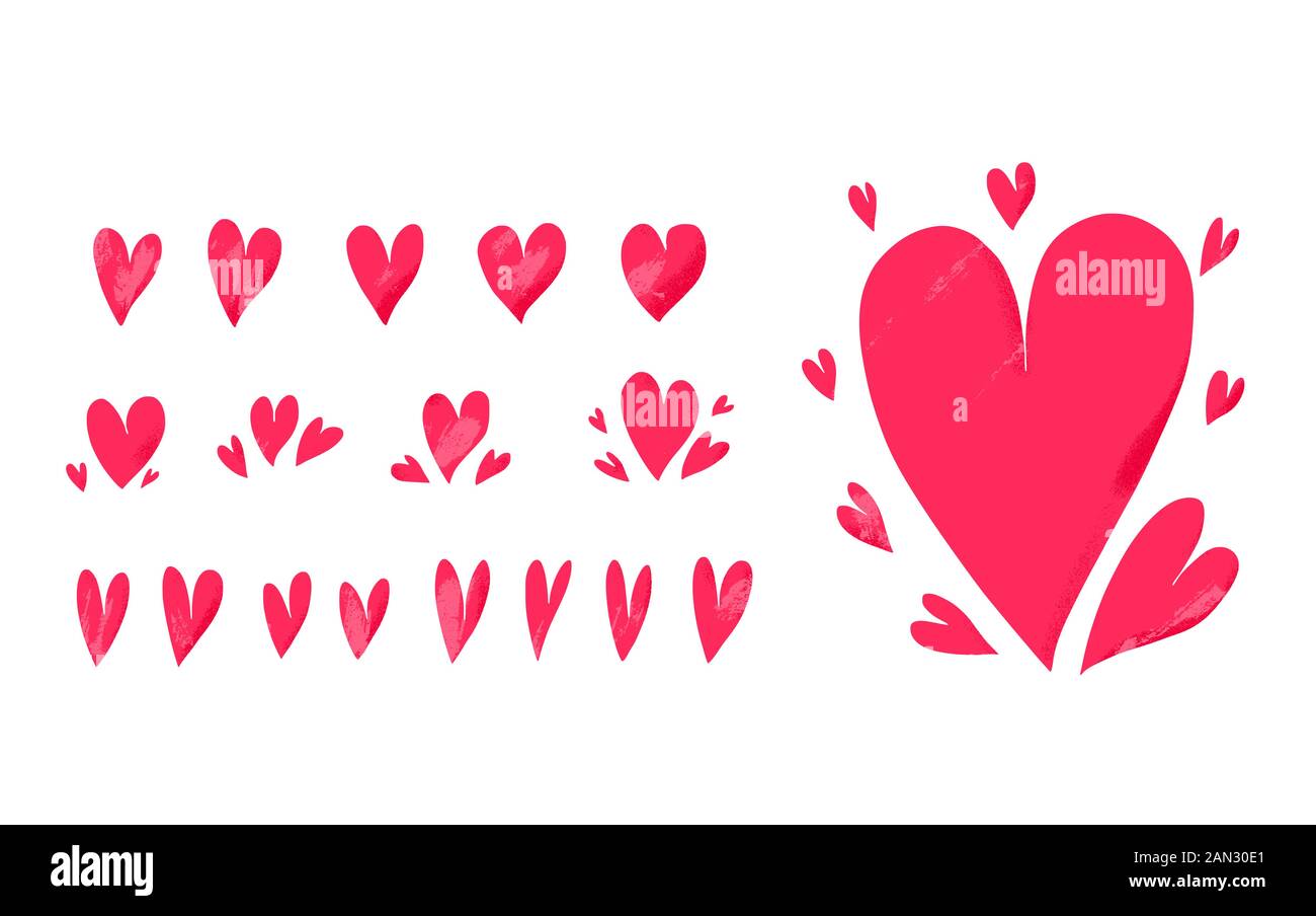 Set of hearts shapes isolated on white background. Collection of love ...